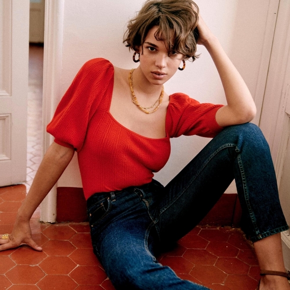 Sezane | Tops | Nwt Sezane Alessia Knit Red | Poshmark